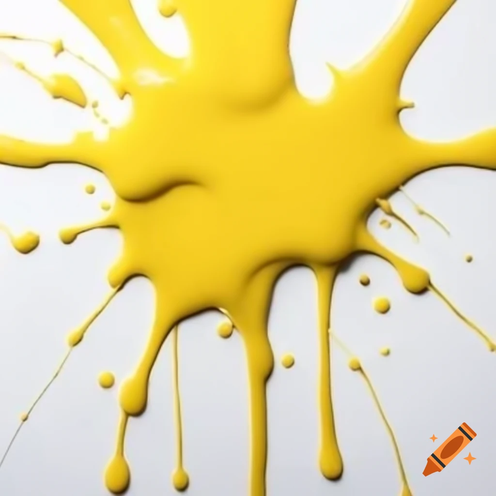 Vibrant yellow paint splashes on white background, energetic design on ...