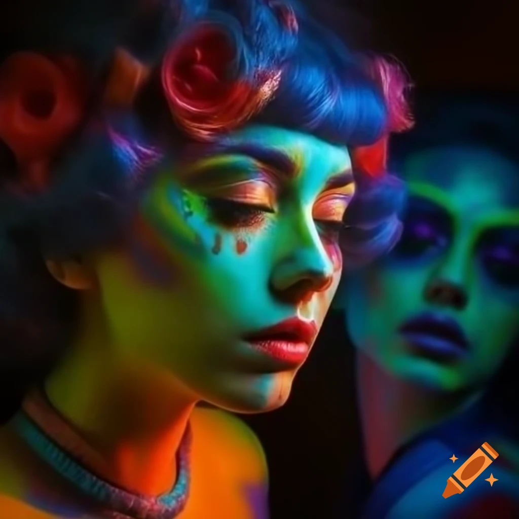 Colorful psychedelic art featuring abstract representations of people on Craiyon