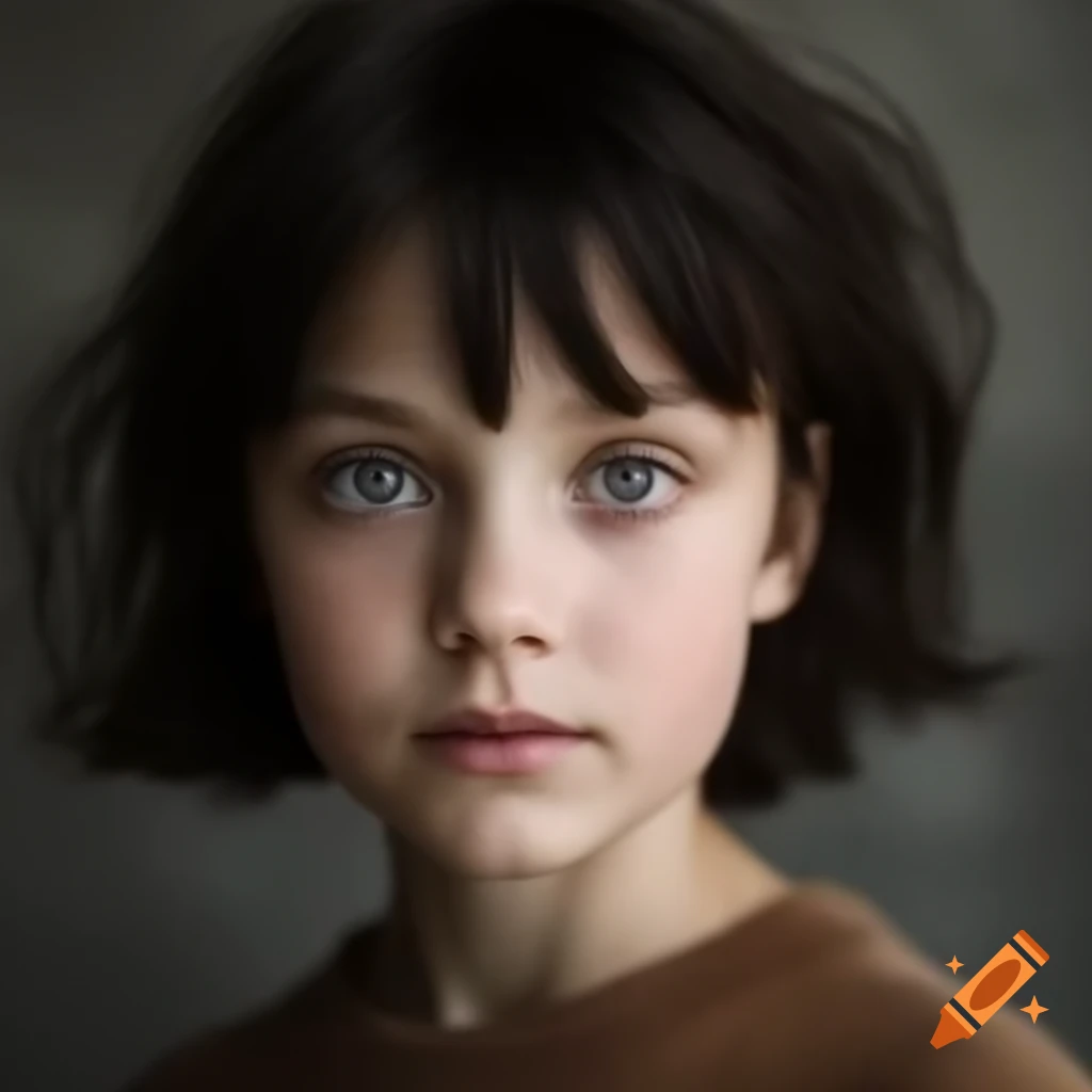 Portrait of a mature Finnish woman with short brunette hair and brown ...