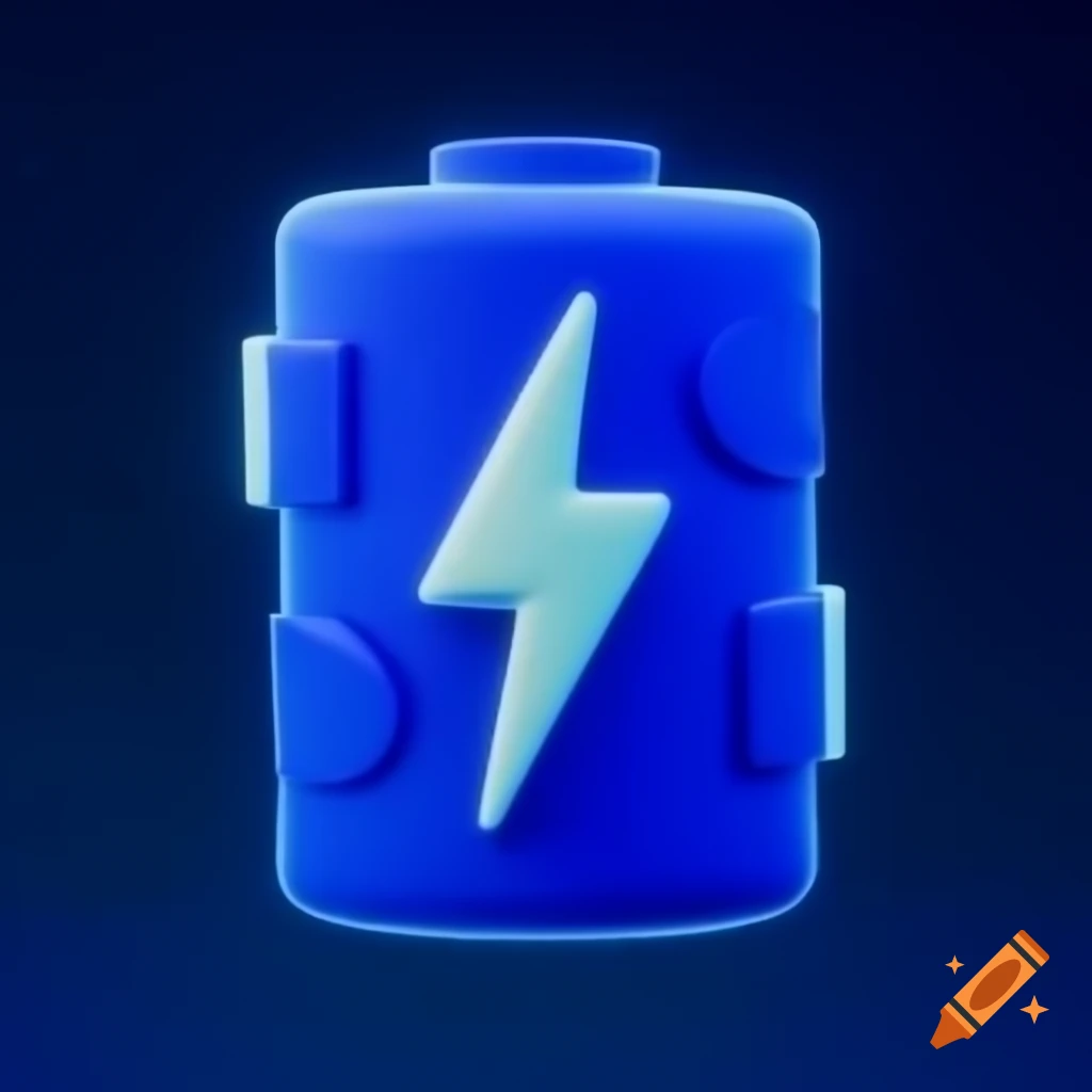 Bright blue battery with lightning bolt, glowing in Roblox-style icon ...