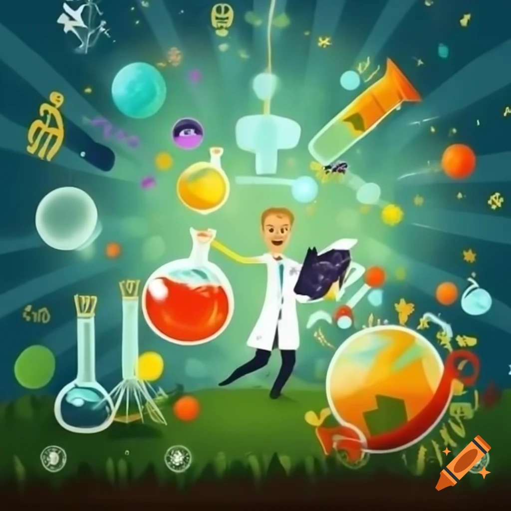 Vibrant science celebration with engaging activities on Craiyon