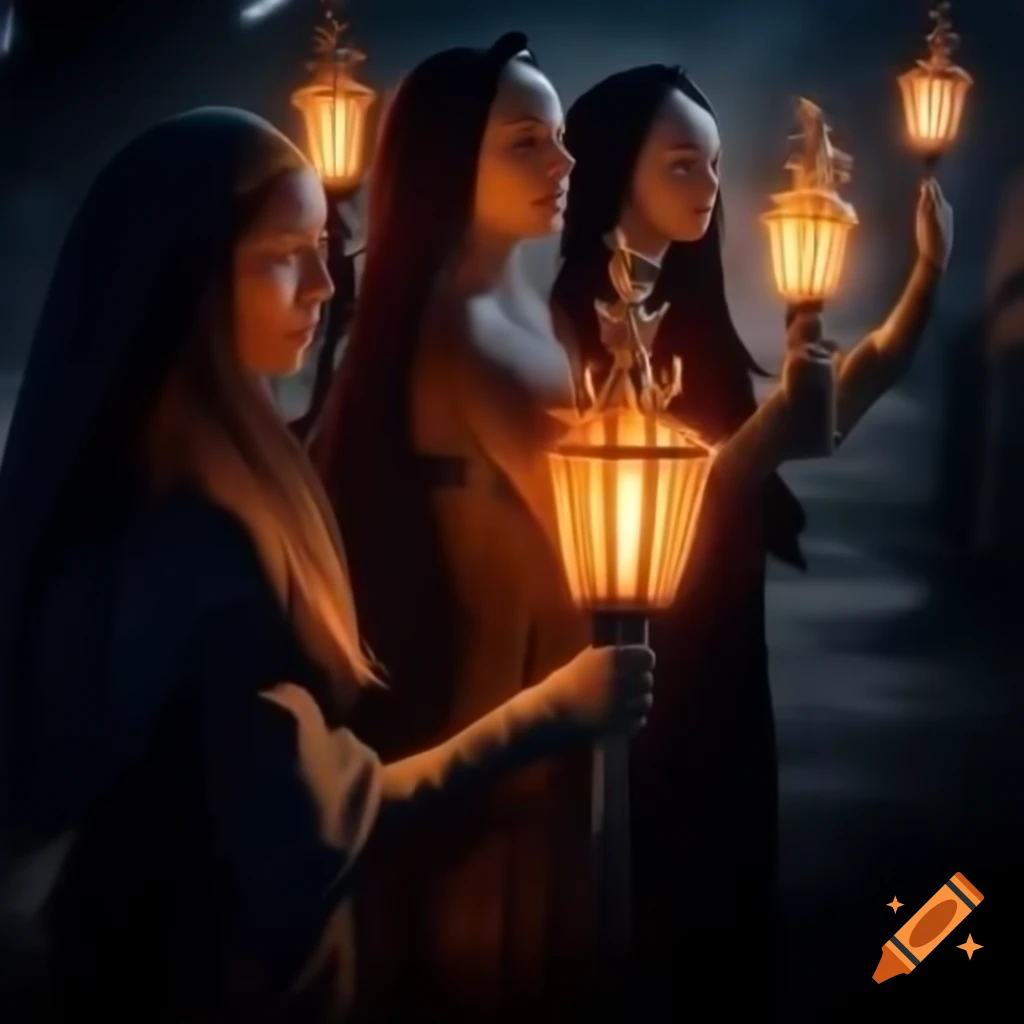 Medieval magical world of light and shadow with cursed tattooed people ...