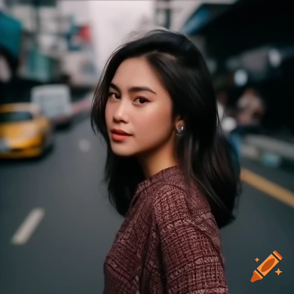 Beautiful Jakarta woman walking in the streets on Craiyon