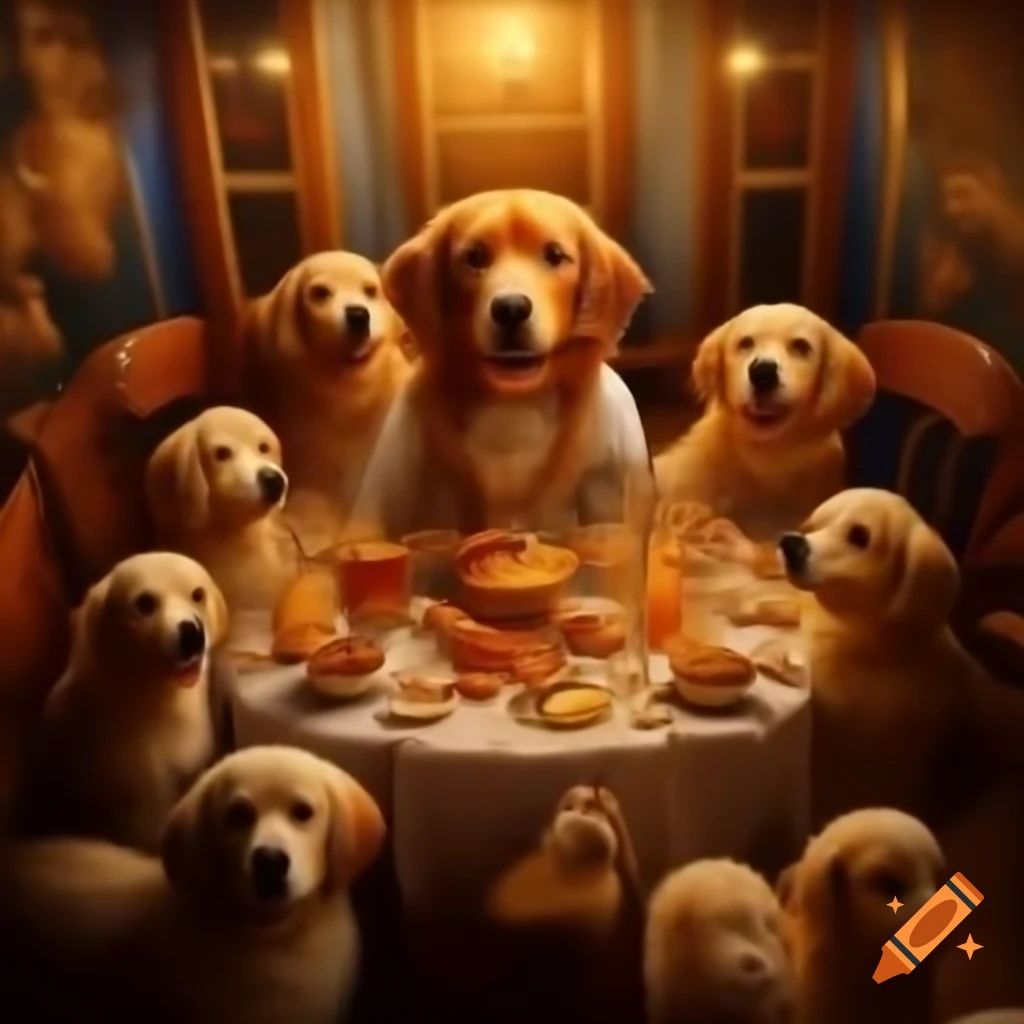 Traditional Maslenitsa celebration with blini and golden retriever dogs ...