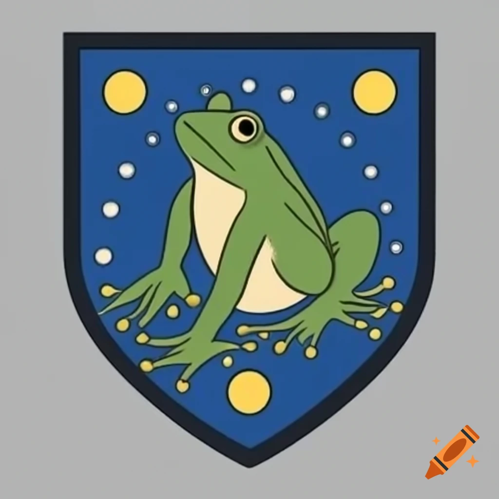 Medieval coat of arms with heraldic toad and moon and star details on ...