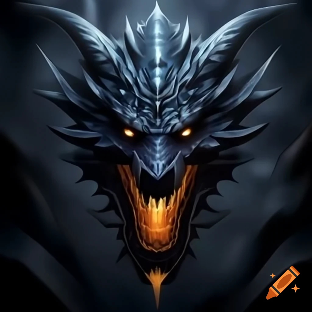 Obsidian dragon mask with shimmering scales from ancient realm on Craiyon