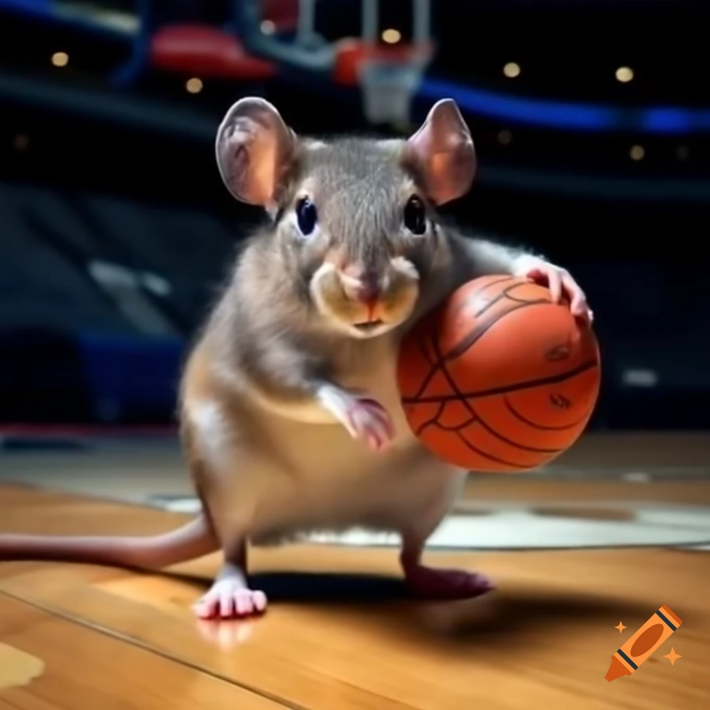 Mouse playing basketball on Craiyon