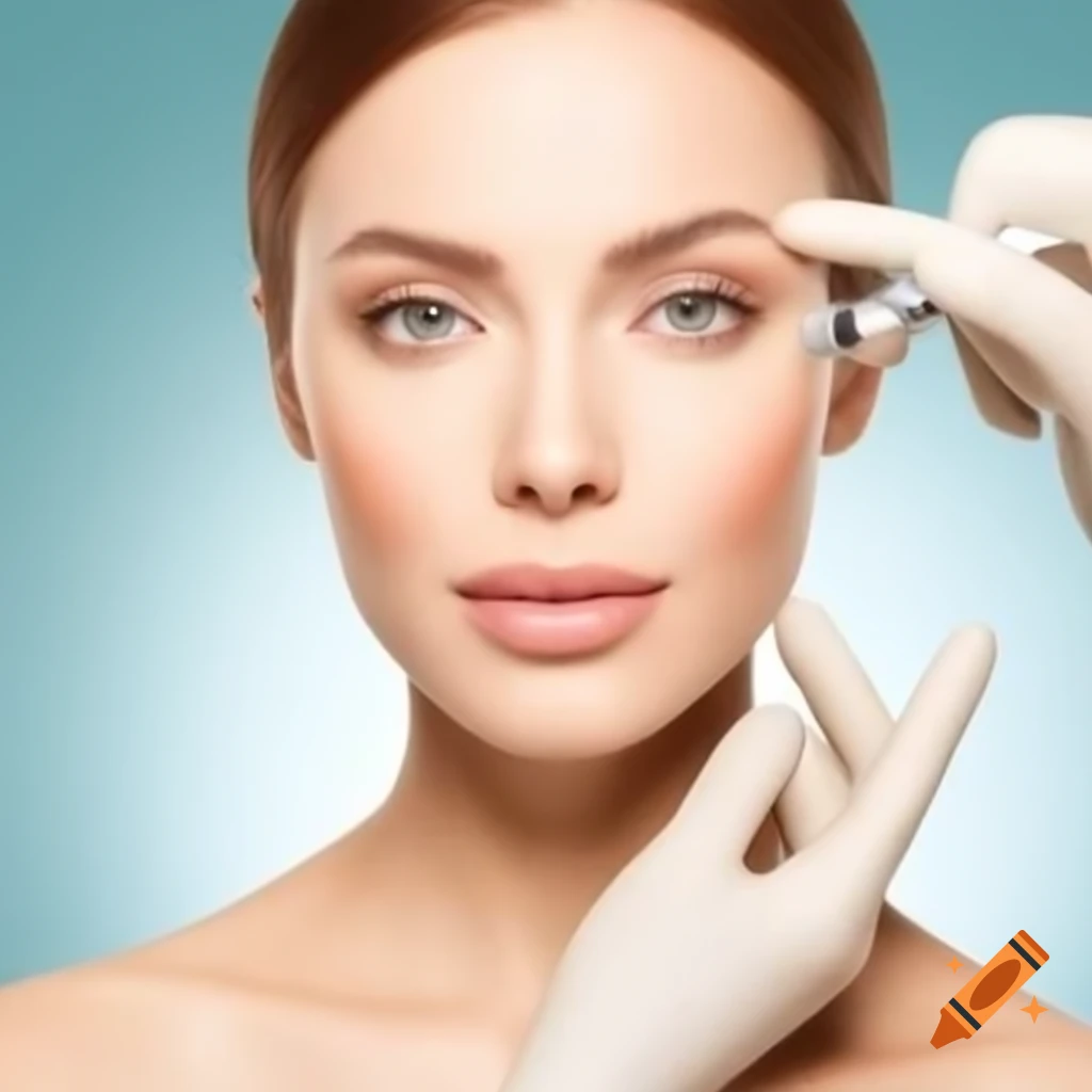 Model undergoing facial aesthetic treatment on Craiyon