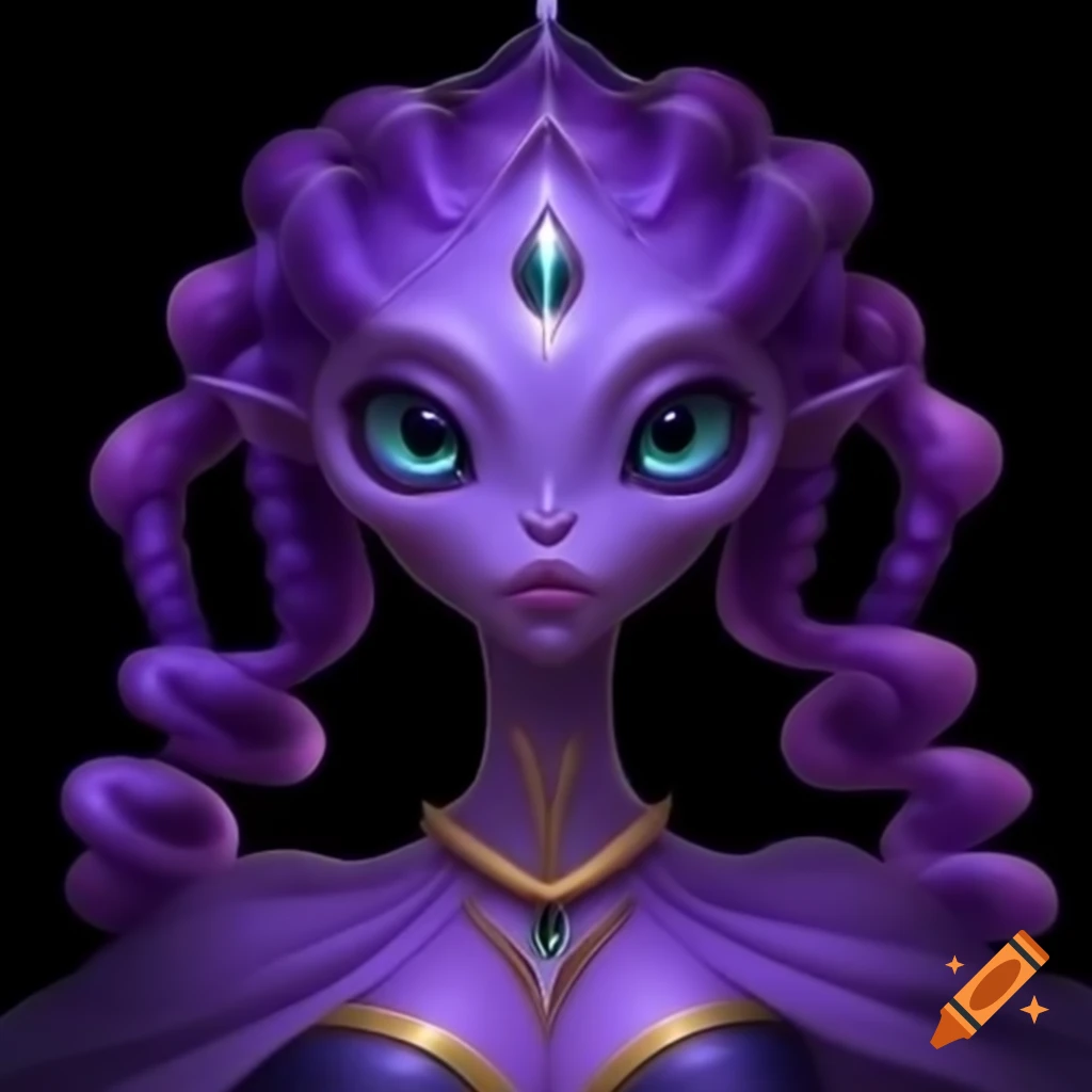 Anime-style alien princess with purple skin and striking features on ...