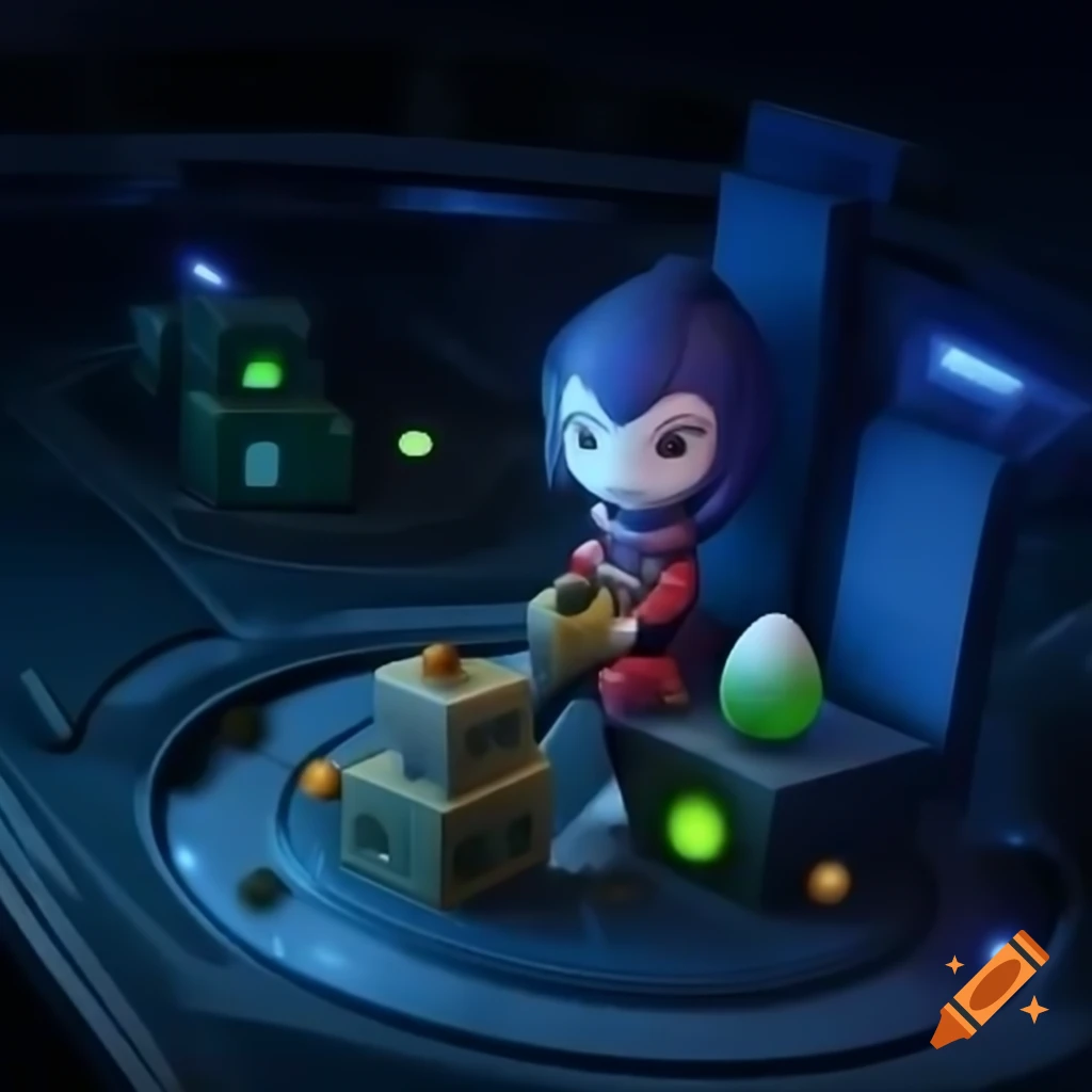 Anime character in star citizen universe with boxes of weevil eggs on ...