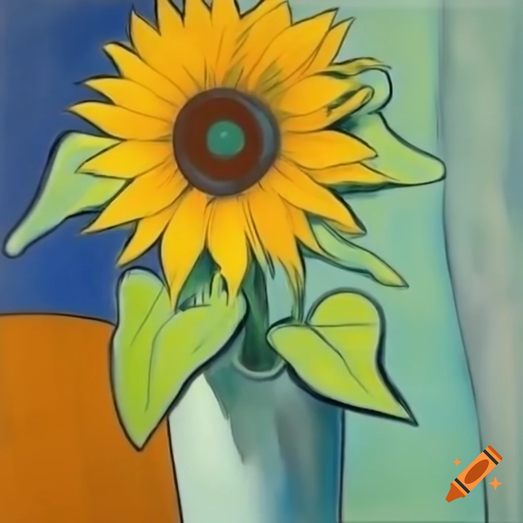 Sunflower artwork inspired by pablo picasso's style on Craiyon