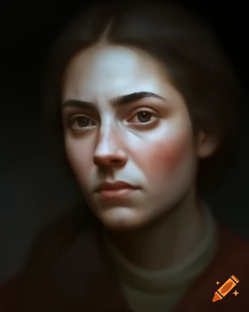 Weathered portrait of a medieval noblewoman showcasing her solemn gaze ...