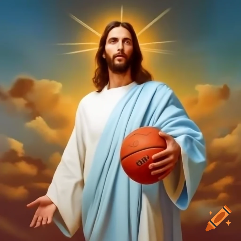 Jesus playing basketball on Craiyon