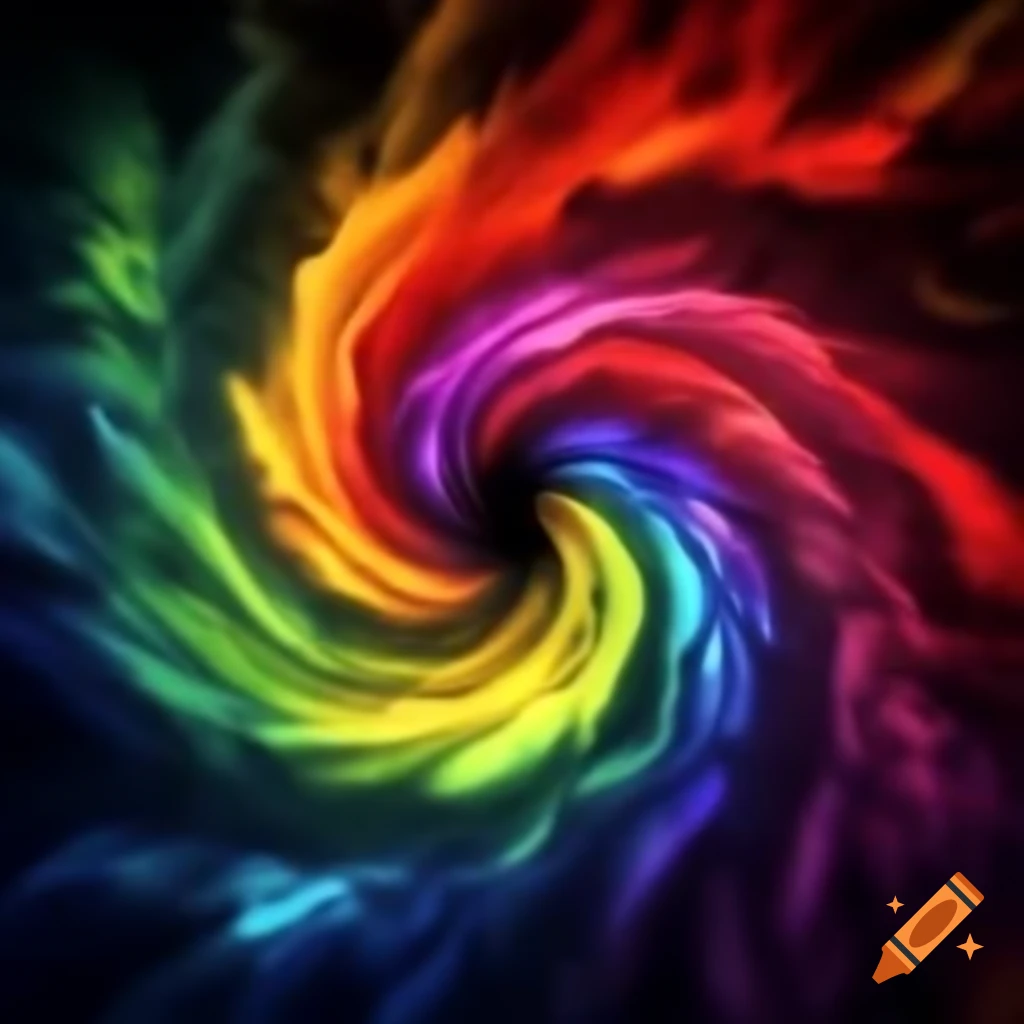 Colorful rainbow vortex swirling in a vibrant pattern on Craiyon
