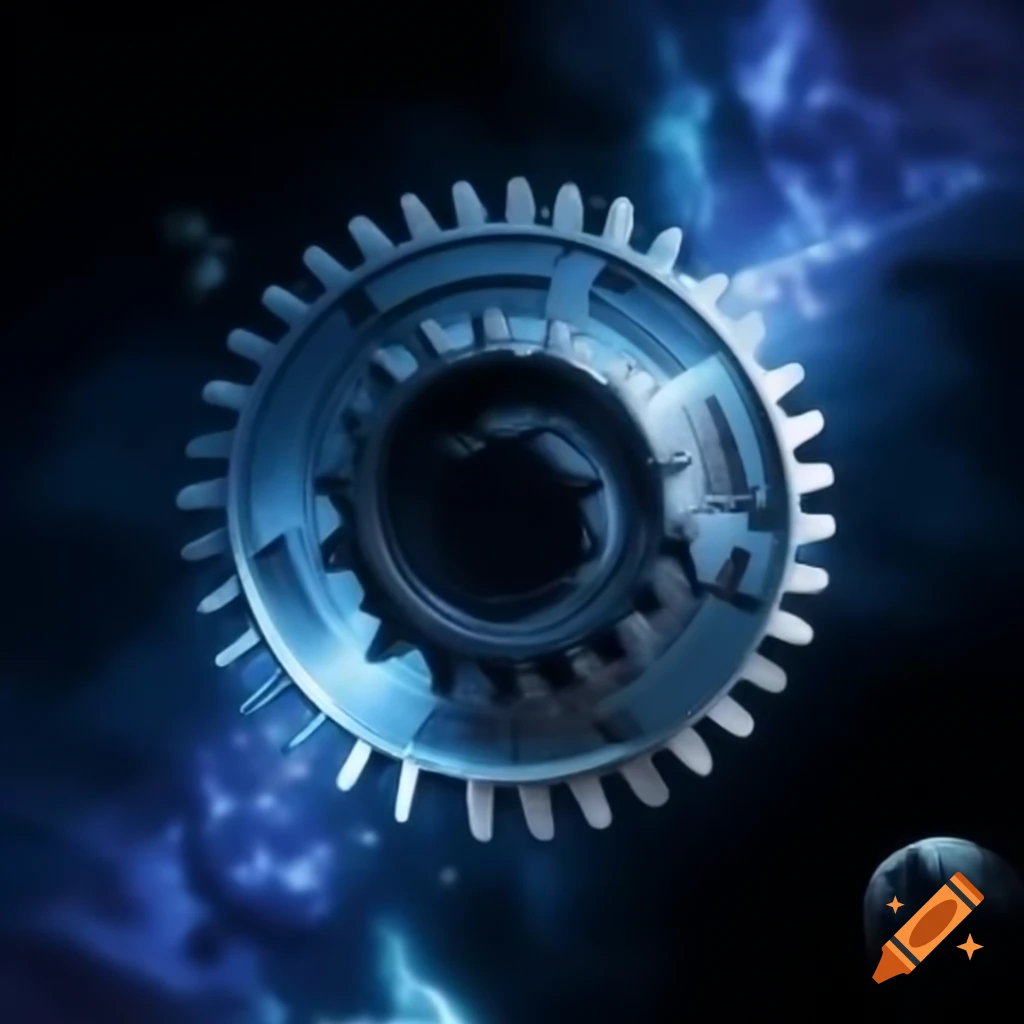 Ancient colossal gear turning, symbolizing cosmic machinery on Craiyon