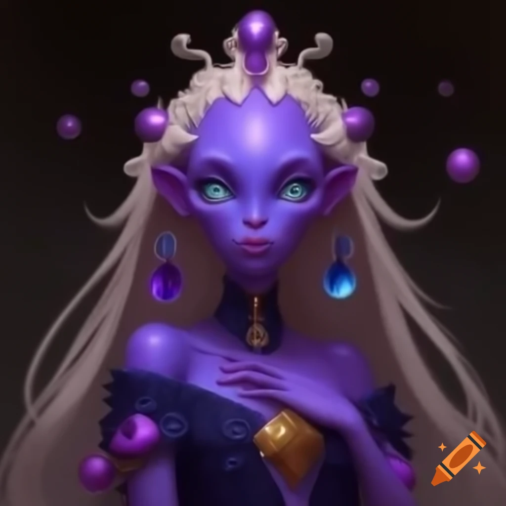 Anime-style alien princess with purple skin and striking features on ...