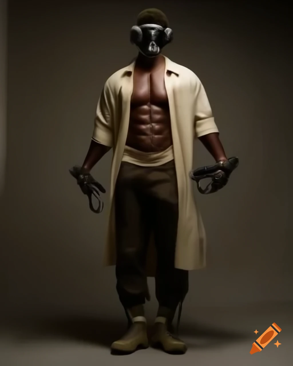 Hyper-realistic full-body portrait of an athletic young man with tawny ...
