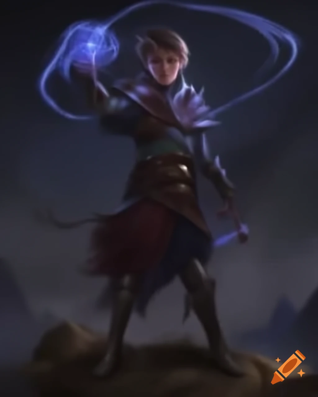 Young warrior in celestial armor with star-forged blade, ready for ...