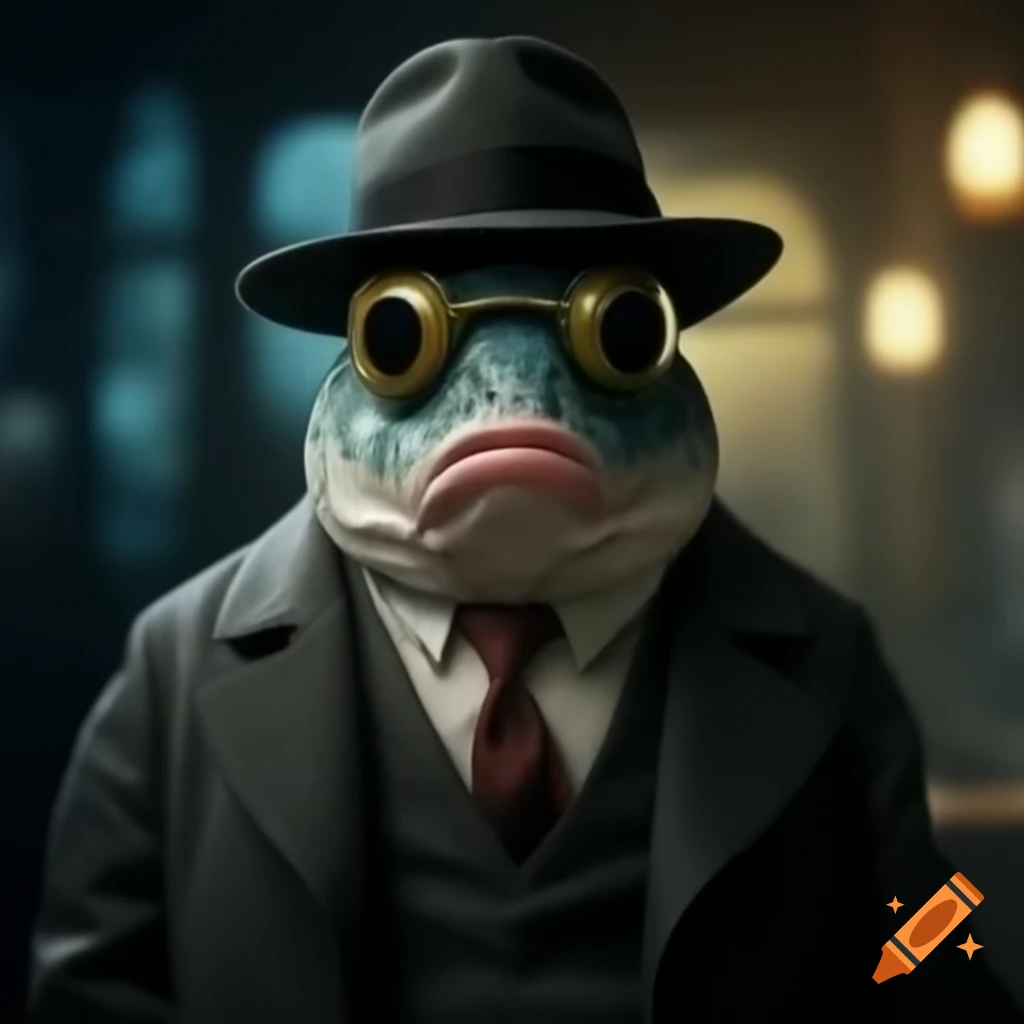 Fish dressed as 1920s gangster on Craiyon