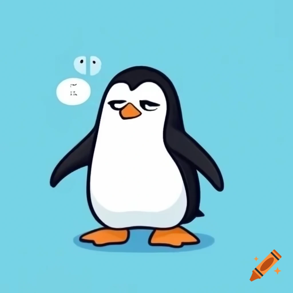 Bored penguin posing in a whimsical manner on Craiyon