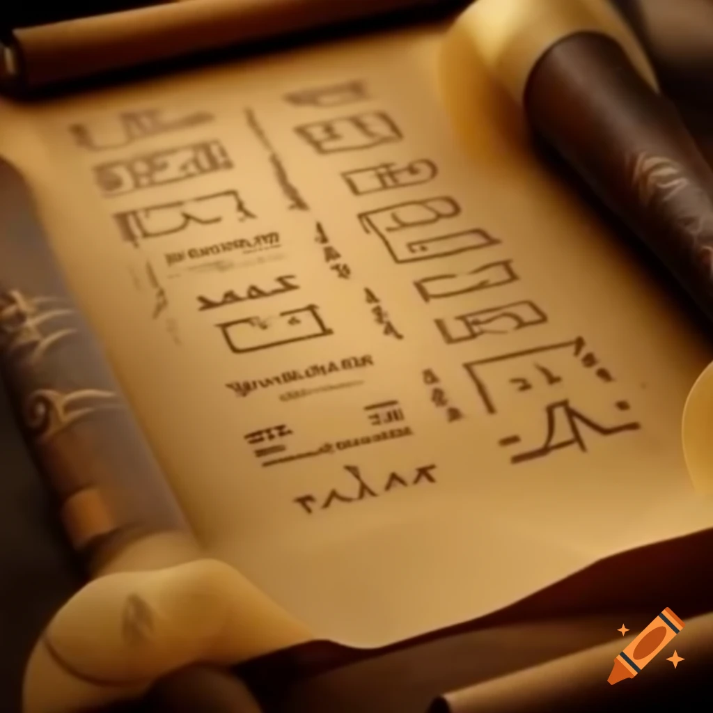 Parchment featuring cryptic KPI symbols on Craiyon