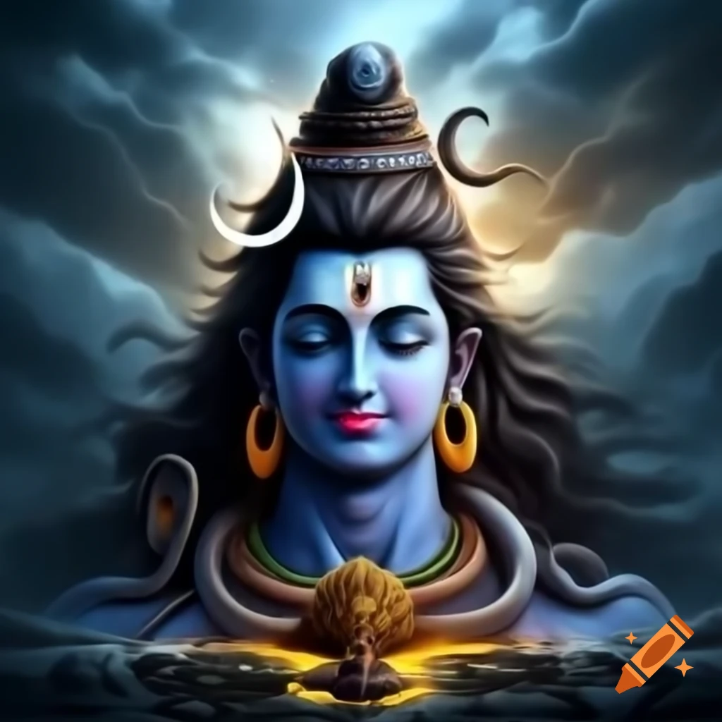 Depiction of Lord Mahadev, a revered deity in Hinduism on Craiyon