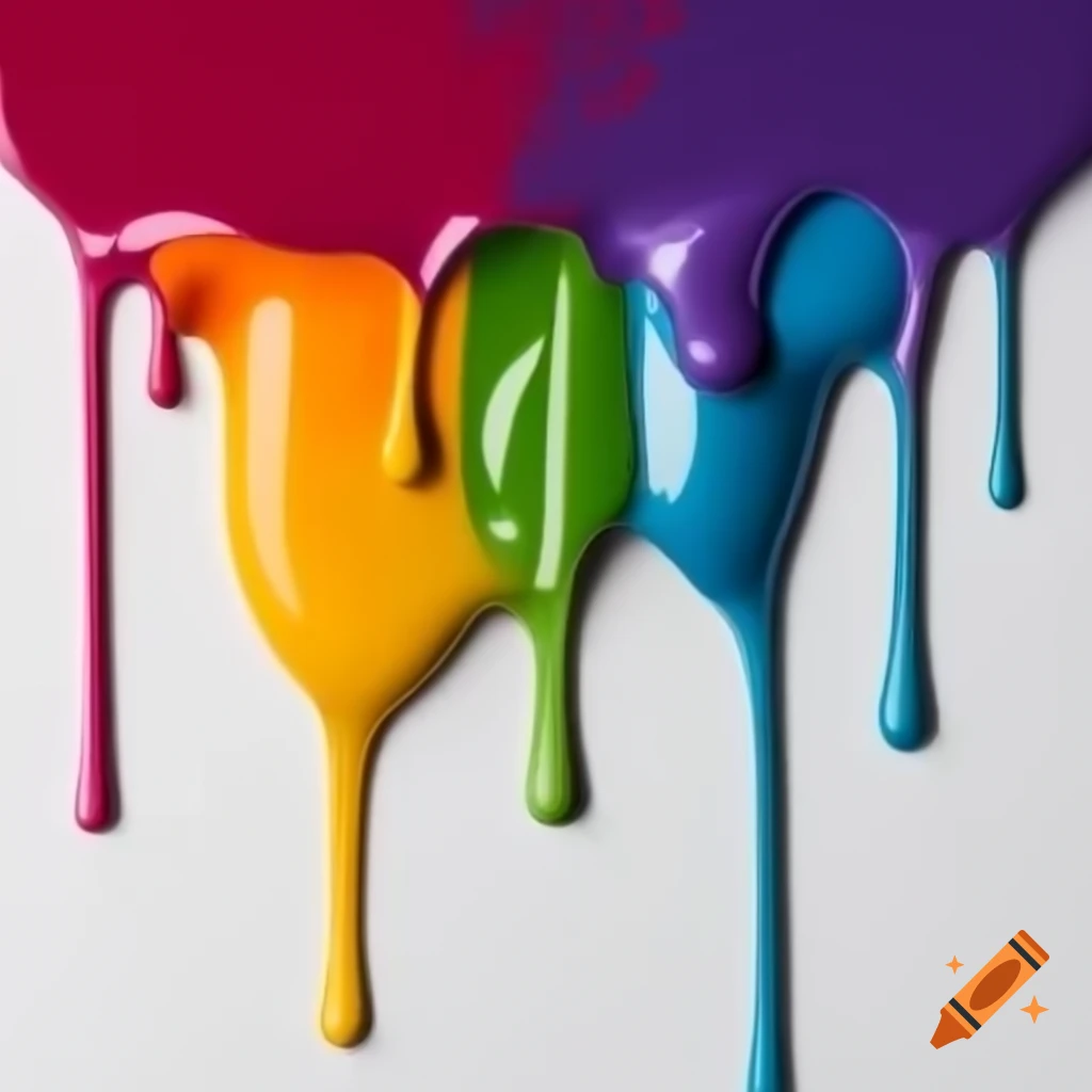 Vibrant dripping paint effect with multiple colors flowing down on Craiyon