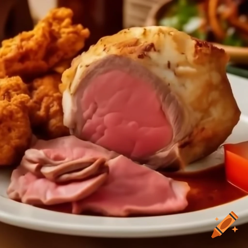 Well-cooked and fried unusual meat dish on a plate on Craiyon