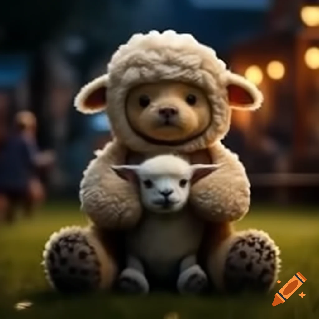 Teddy bear in sheep disguise, ready for evening event on Craiyon