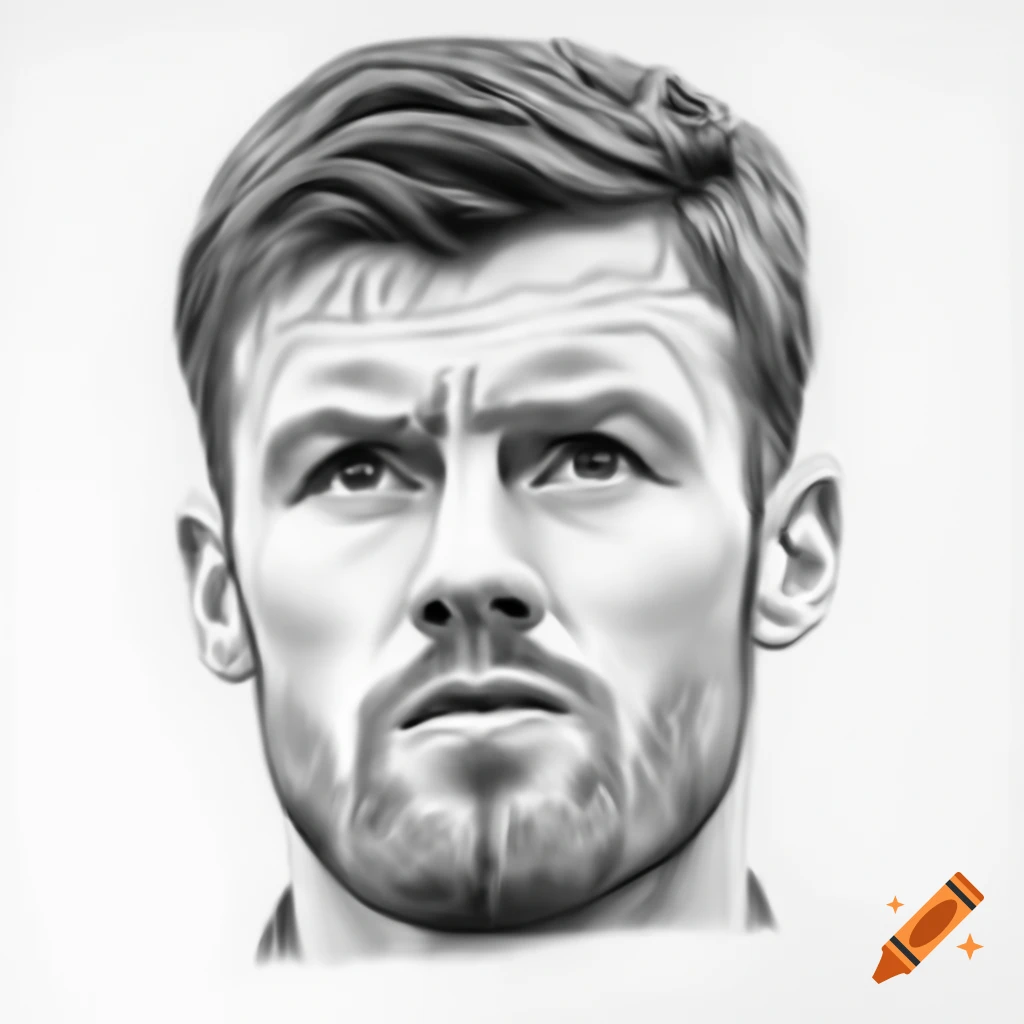 Pencil drawing of footballer Jamie Vardy looking at the viewer on Craiyon