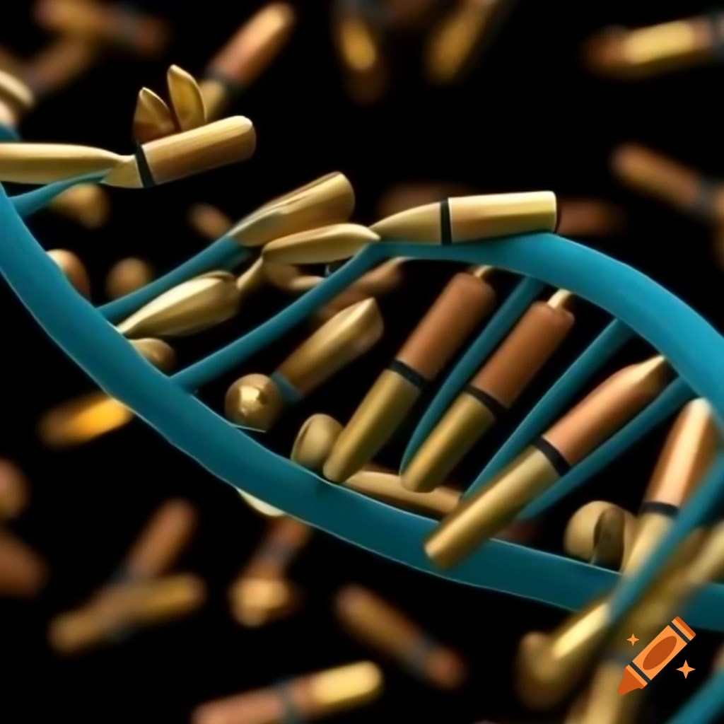 Bullets forming a dna helix design on Craiyon