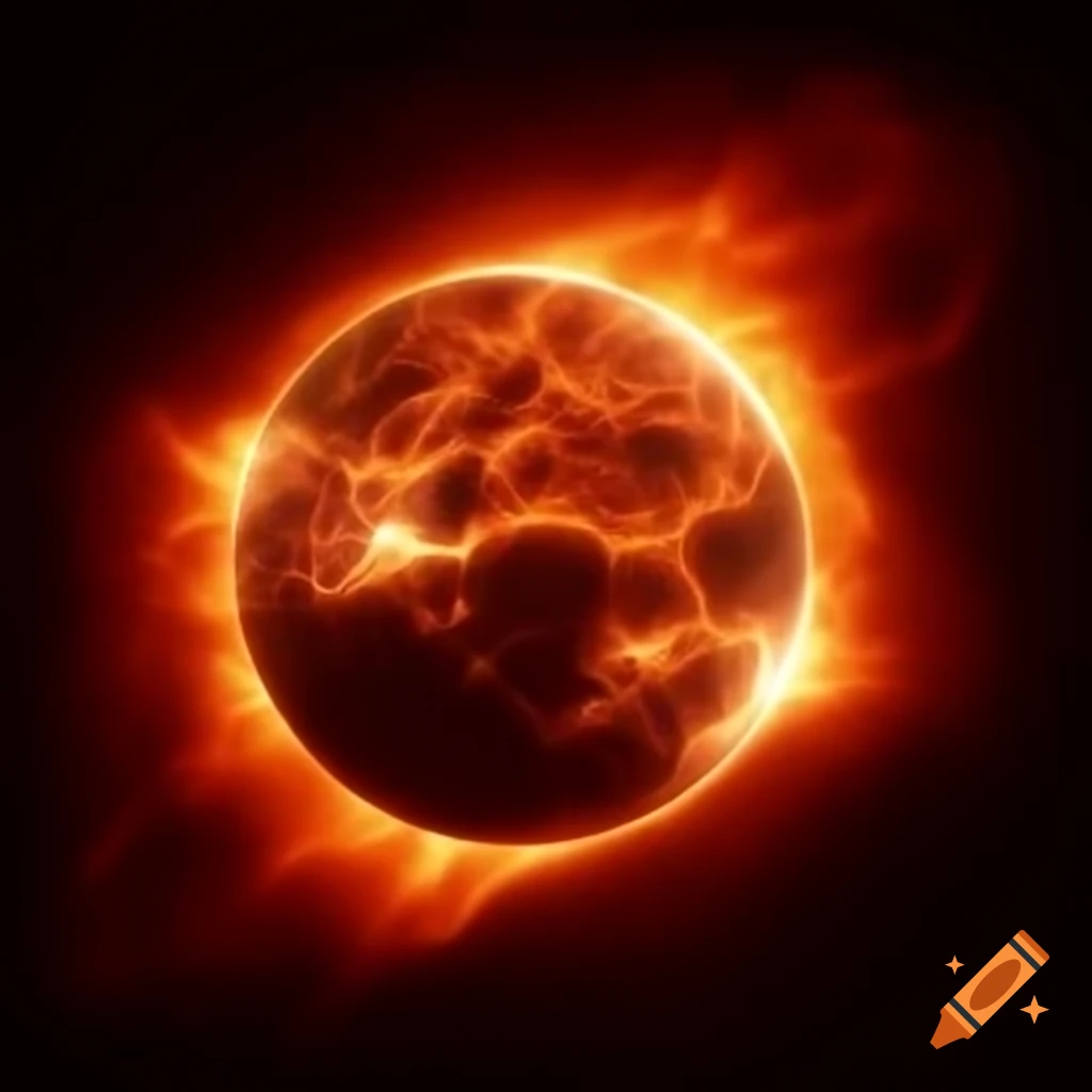 Close-up of a magma planet with vibrant molten surface on Craiyon