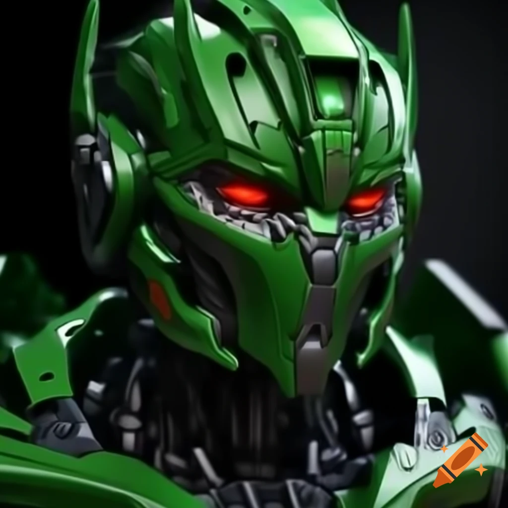 Detailed digital artwork of a green female autobot with sleek design on ...