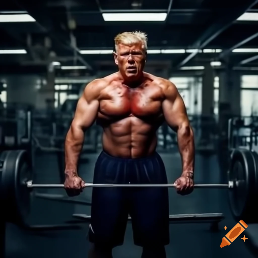 Realistic depiction of donald trump exercising at the gym on Craiyon