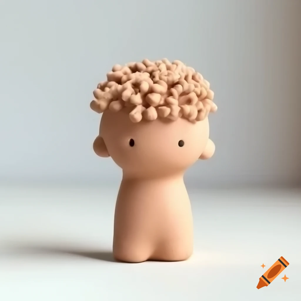 Fragile clay figure crumbling under a white boulder on Craiyon