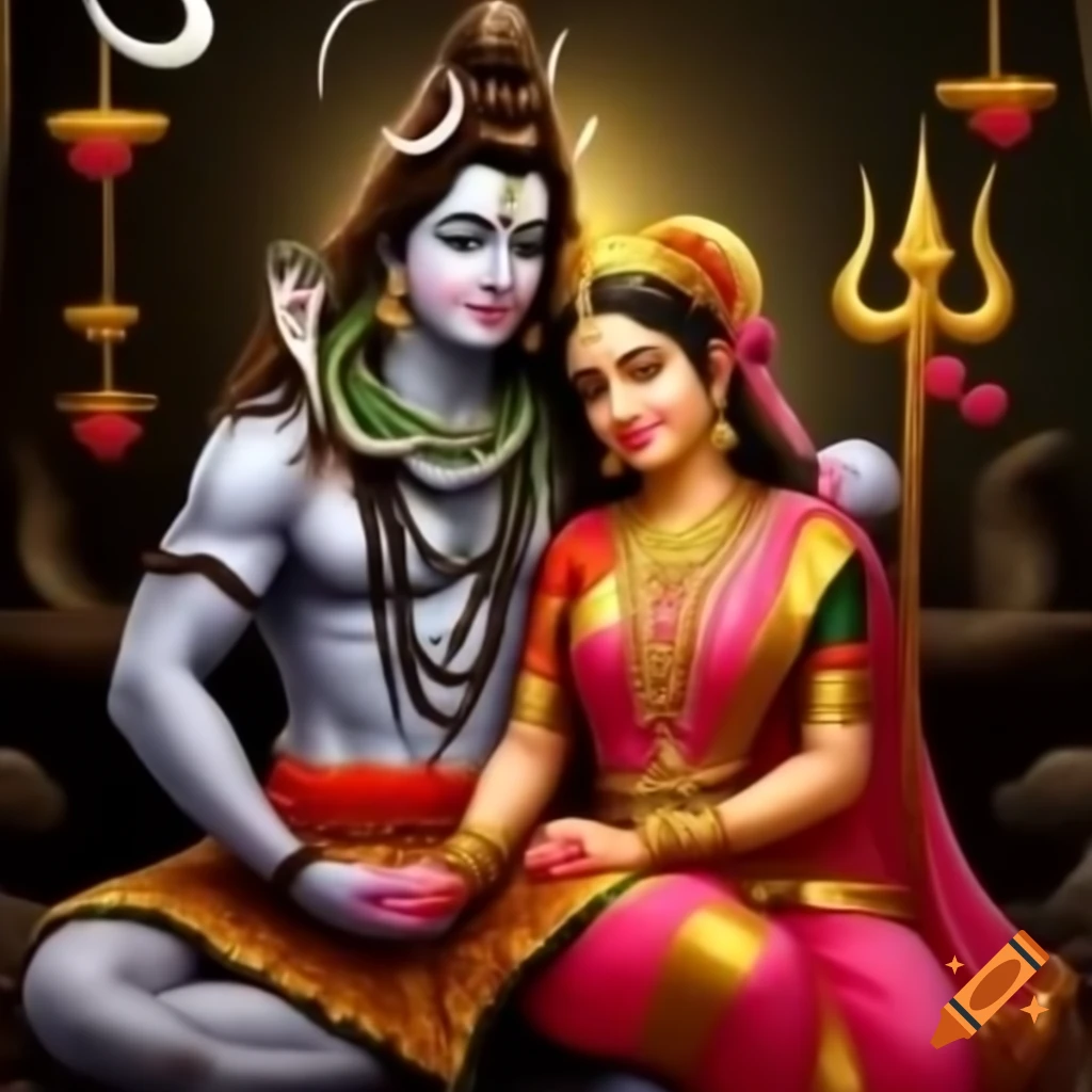 Shiva and parvati wedding scene depicting divine union on Craiyon
