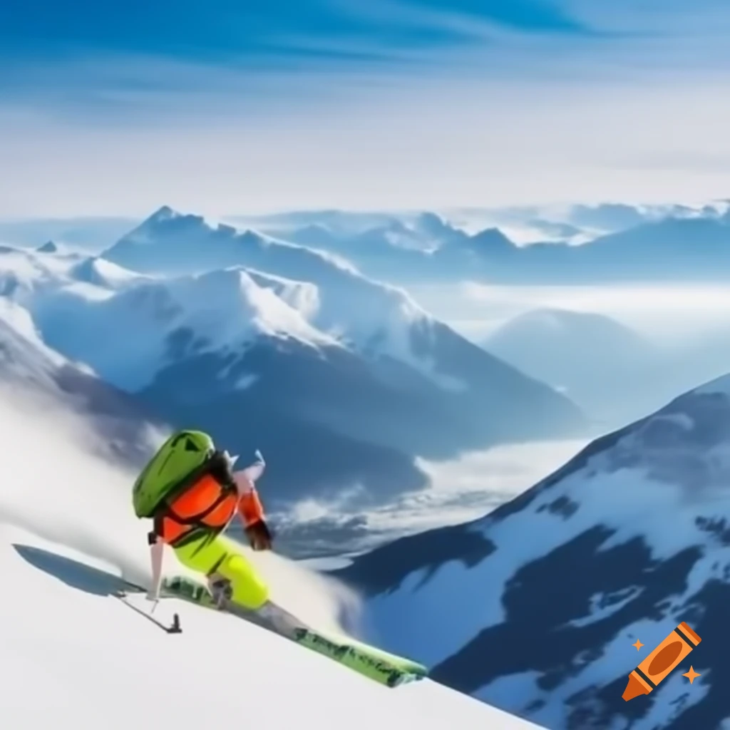 Realistic high-quality pencil drawing of a person skiing, detailed on ...