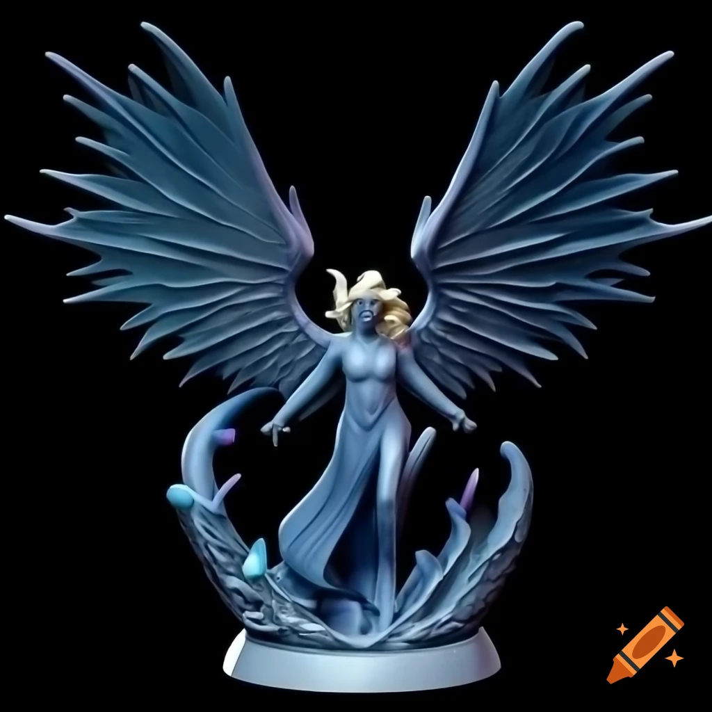 Tall figure with scaled indigo wings in vibrant colors, wings ...