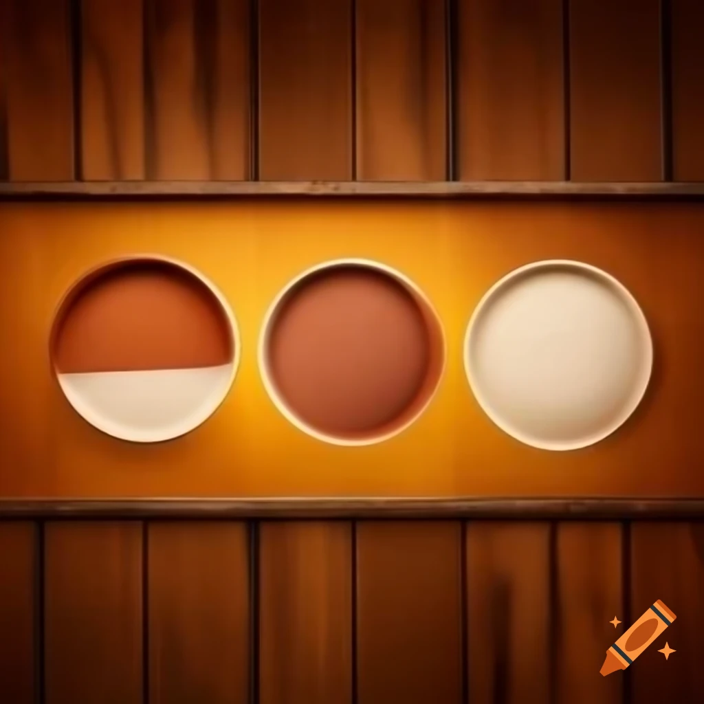 Product launch background showcasing three dishes with glowing circles ...