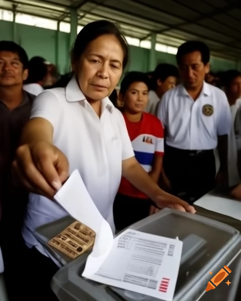 Filipino citizens participating in voting process on Craiyon