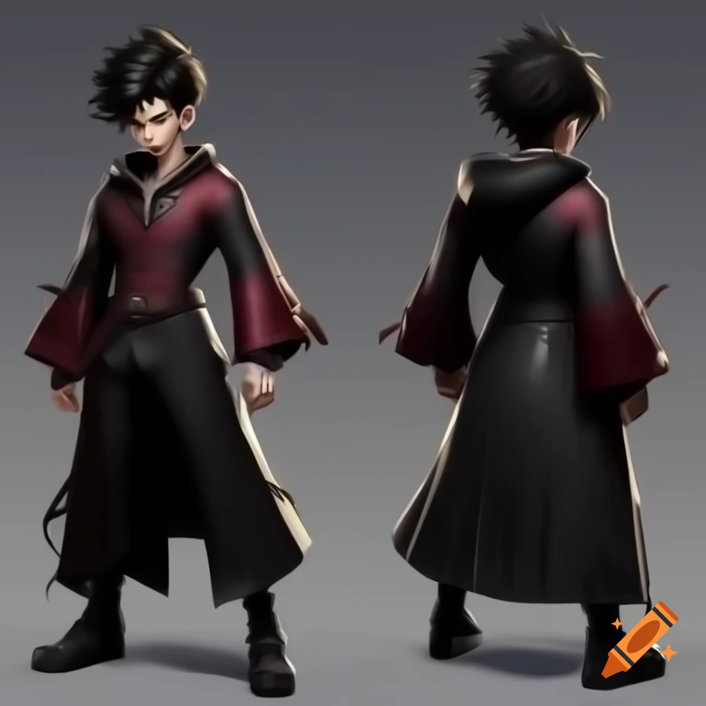 Concept art of young male hero in Ergo Proxy style with dynamic poses ...