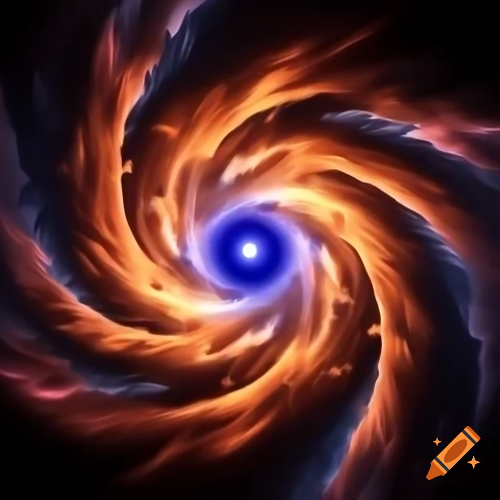 Celestial energy radiating from petal-like figures in vibrant vortex ...