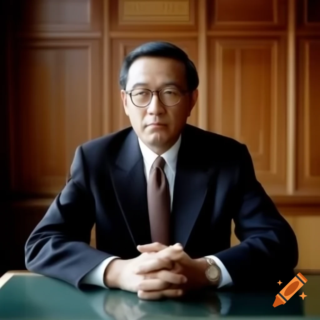 Formal portrait of political leader in suit with serious expression on ...