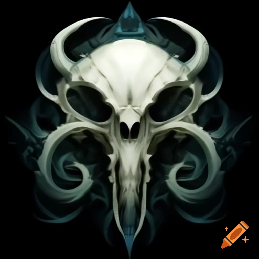 Fractal biohazard art on alien bone skull on Craiyon