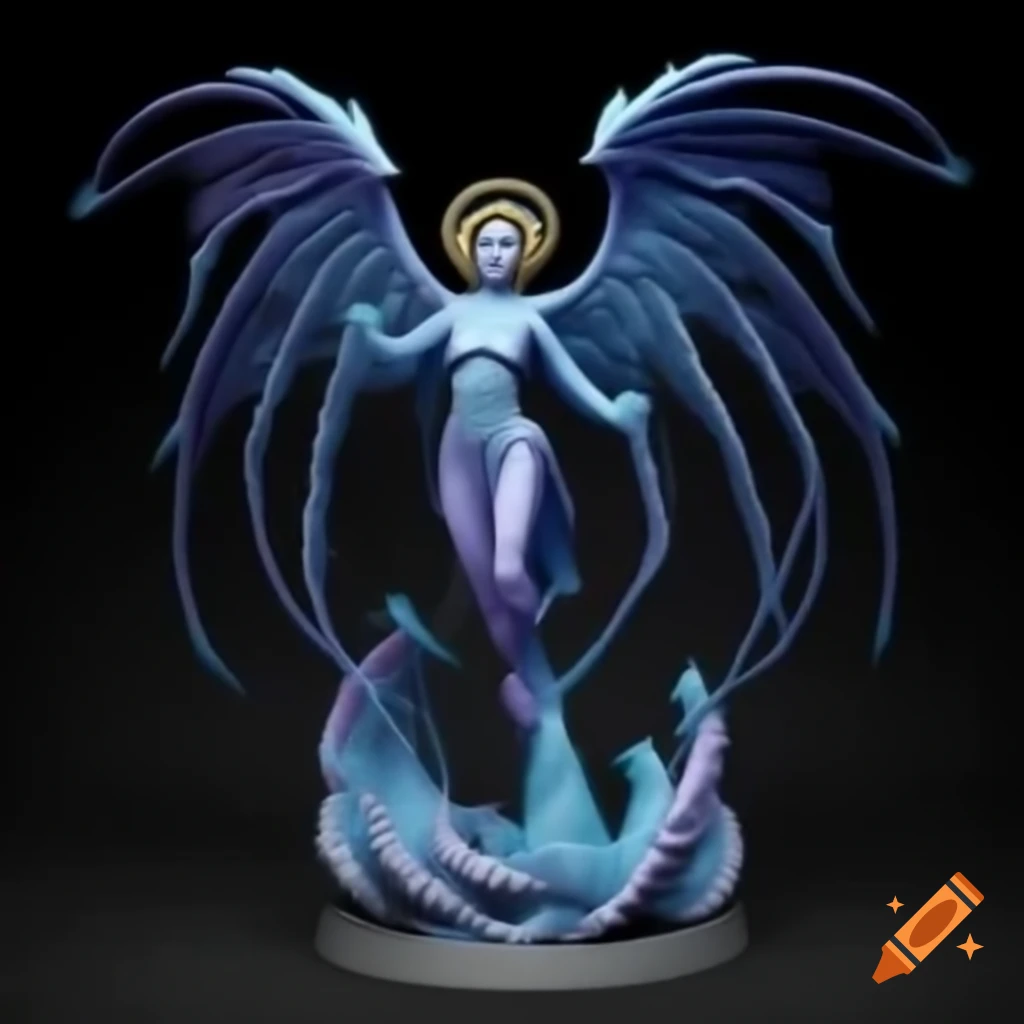 Tall figure with indigo scaled wings displaying vibrant colors on Craiyon