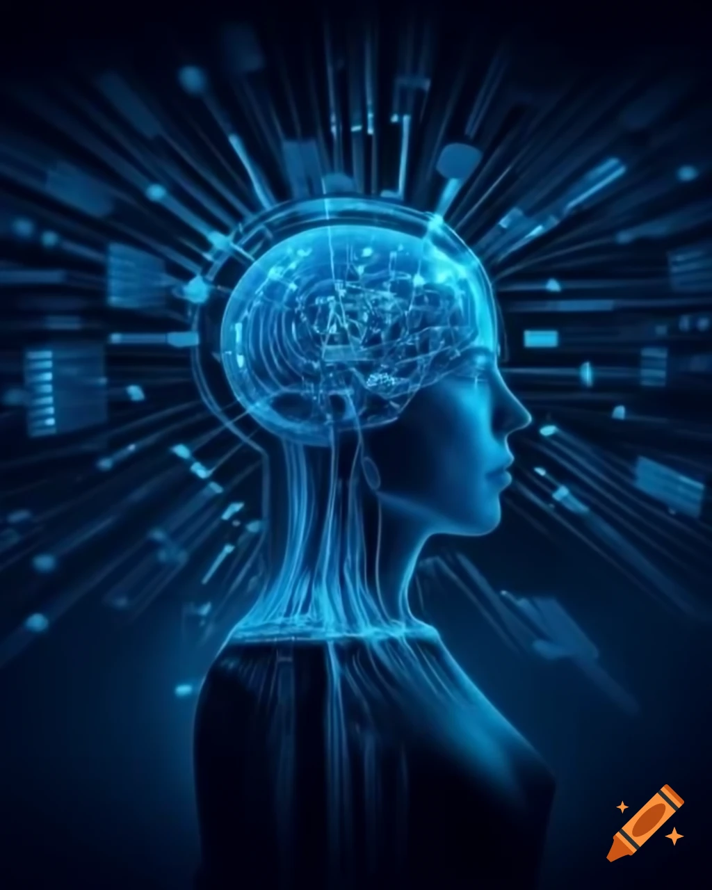 Instructional message on using server data and machine learning for personal growth on Craiyon