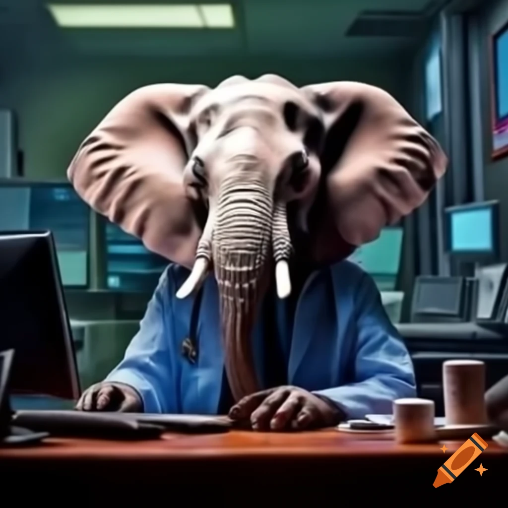 Elephant being examined by computer doctor on Craiyon