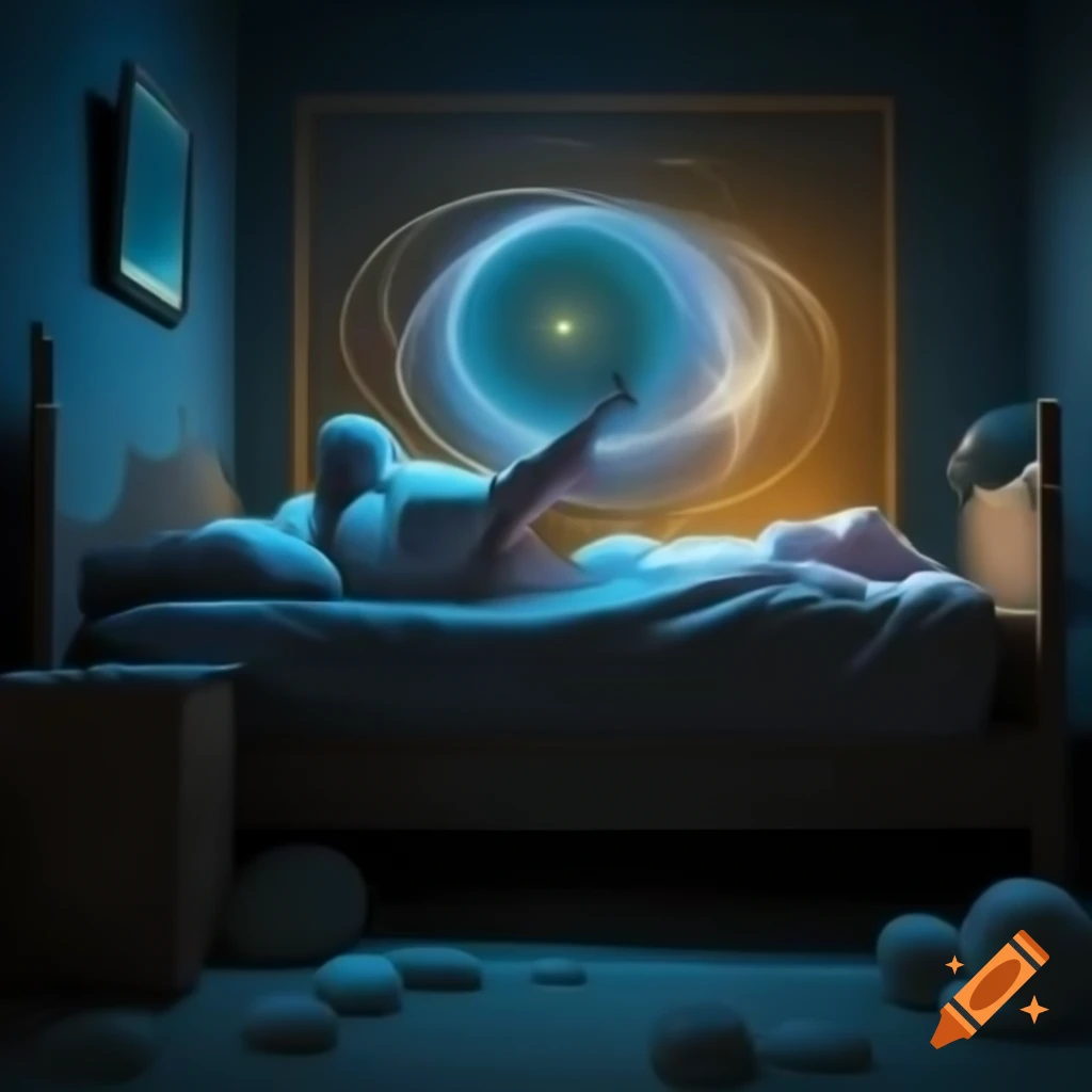 Astral projection visualization of a person transitioning from sleep to ...