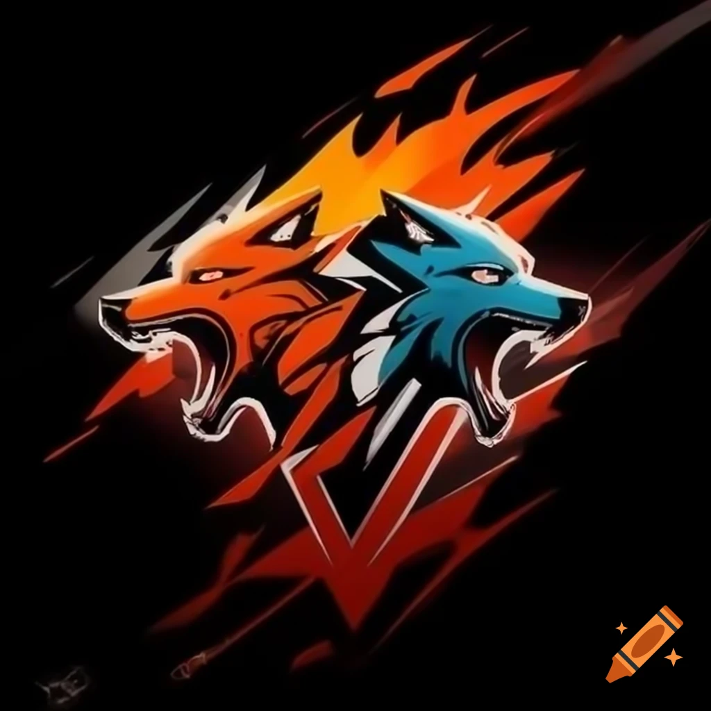 Logo design featuring dynamic maned wolf for motocross team on Craiyon
