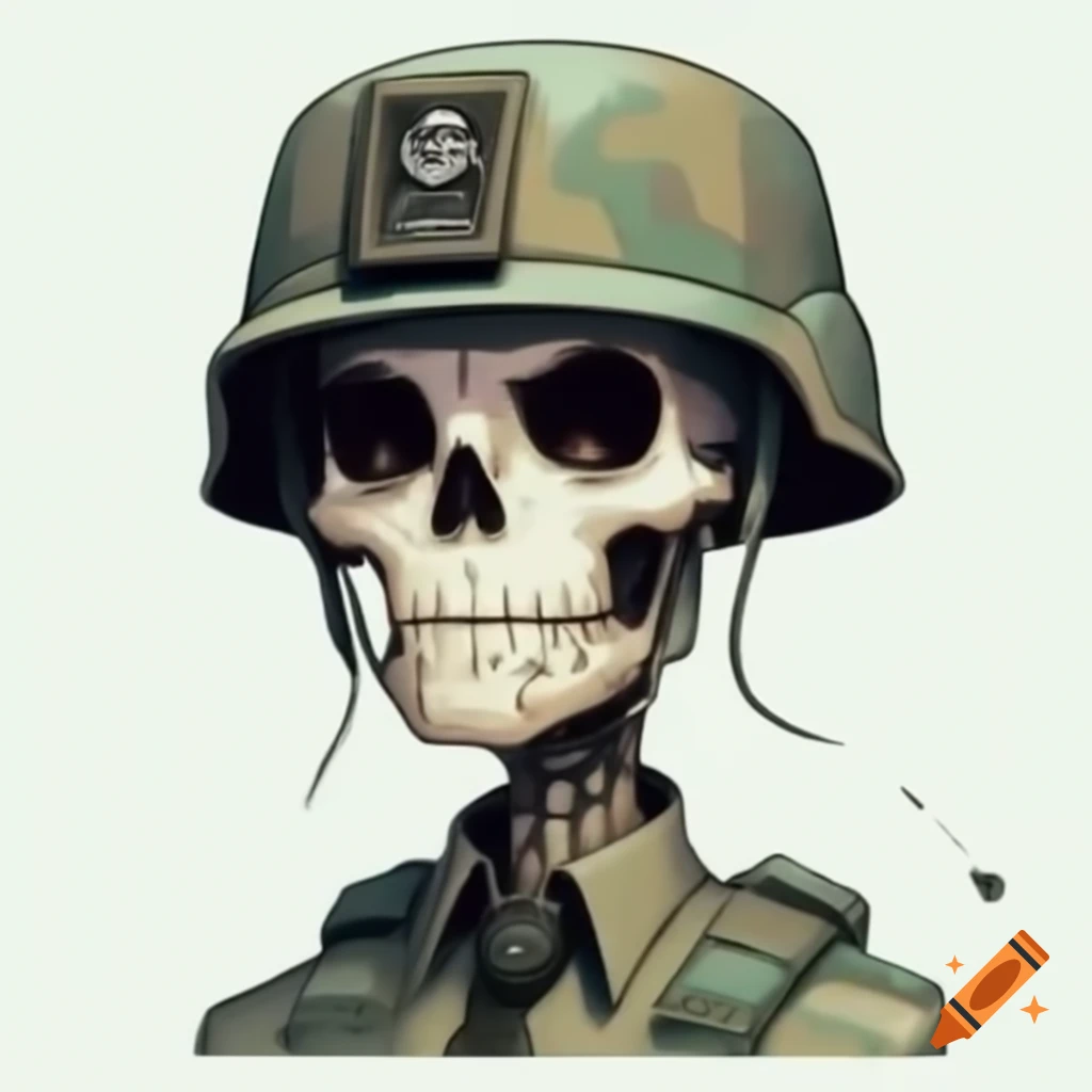 Clip art avatar of skeletal army ranger head with corporal insignia on ...